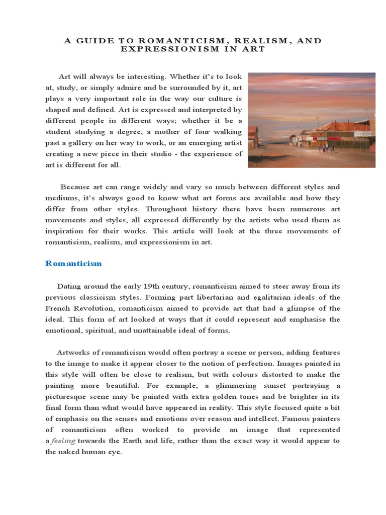 A Guide To Romanticism, Realism, and Expressionism in Art | PDF ...