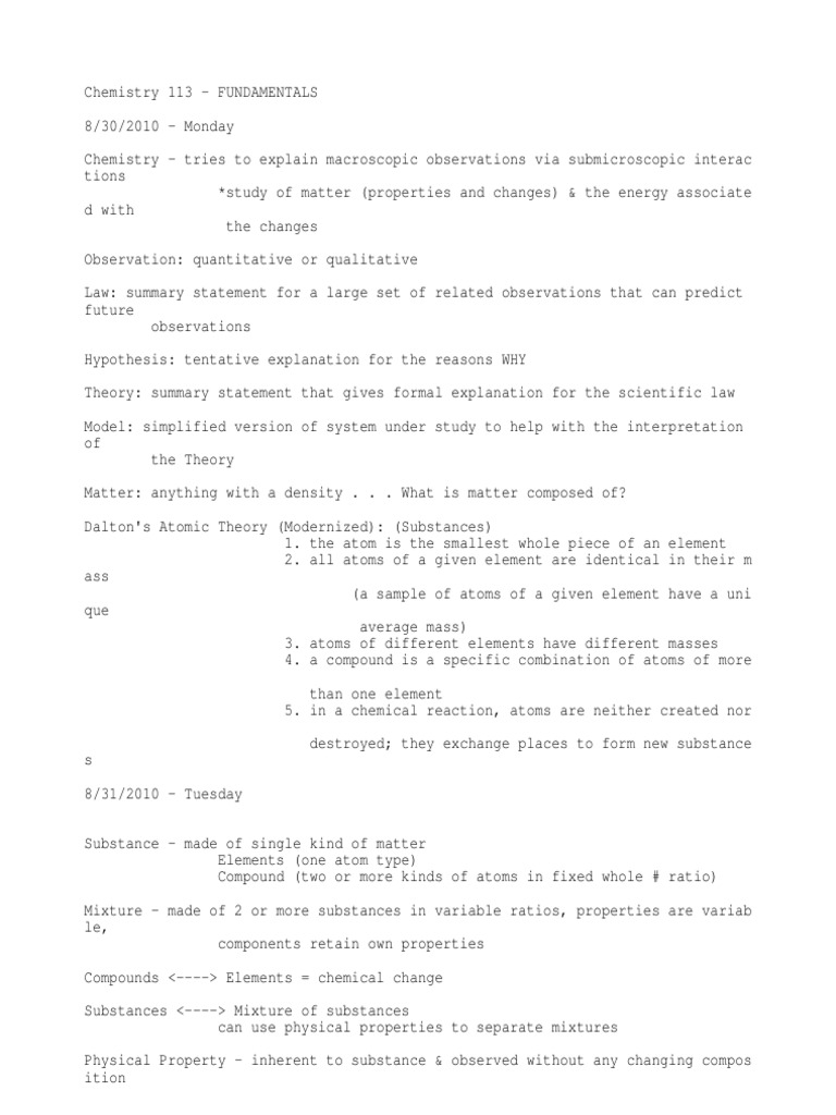 Chem 113 Notes | PDF | Ion | Molecules