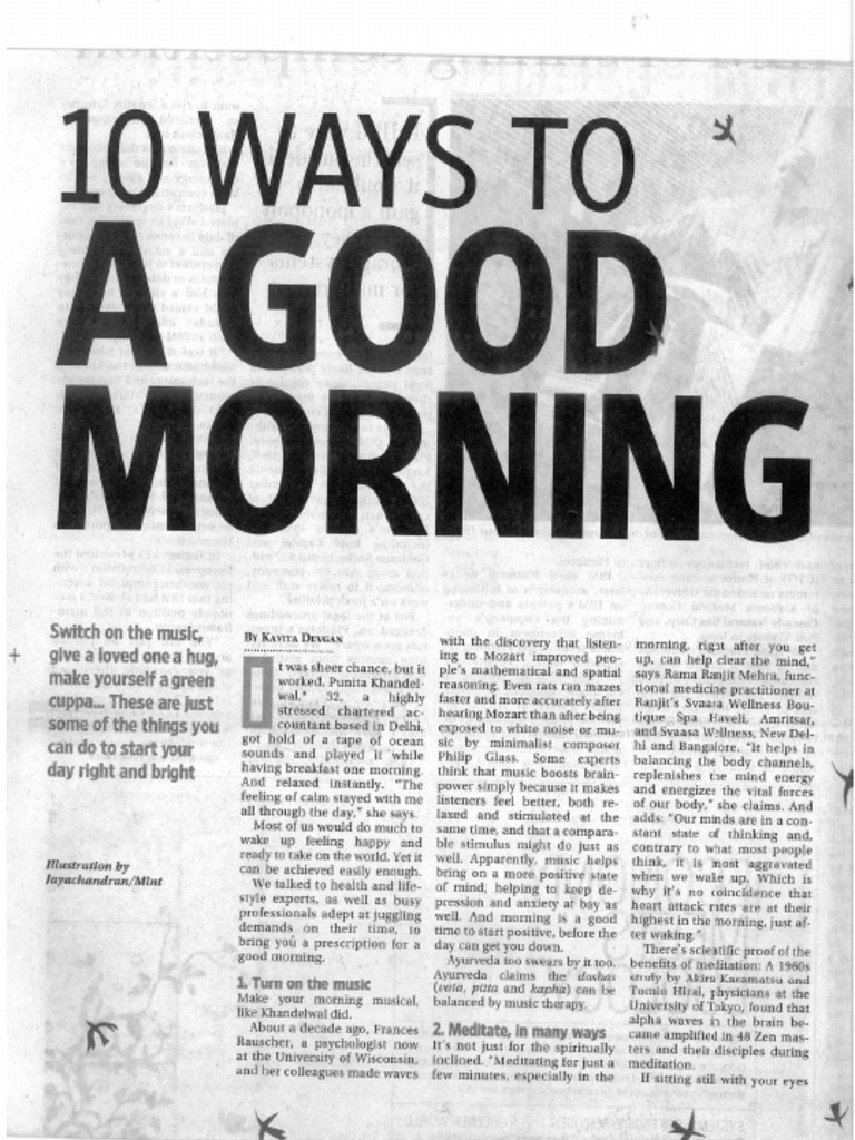 10 Ways To A Good Morning | PDF