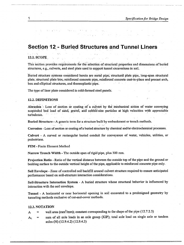Section 12 (Buried Structures & Tunnel Liners) | PDF