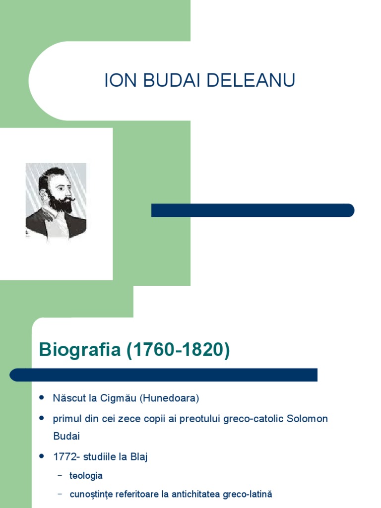 Ion Budai Deleanu Istoric, Lexicograf Şi Literat | PDF
