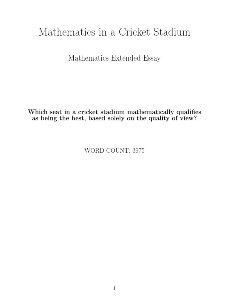 Extended Essay Math | PDF | Ellipse | Teaching Mathematics