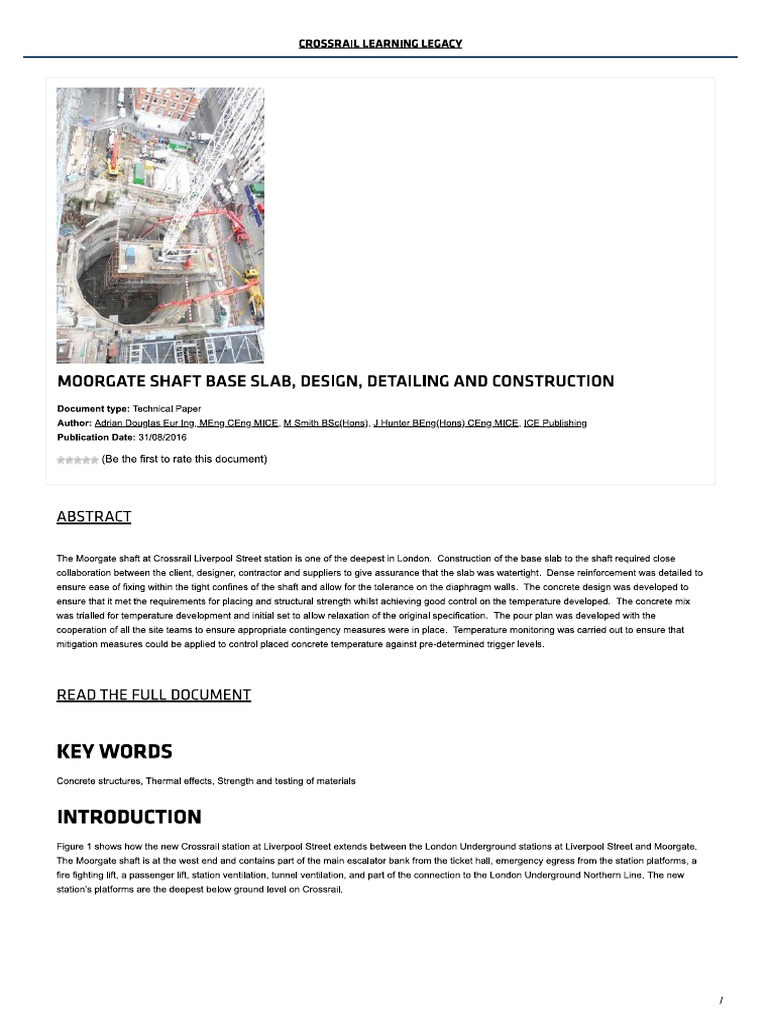 Moorgate Shaft Base Slab, Design, Detai | PDF