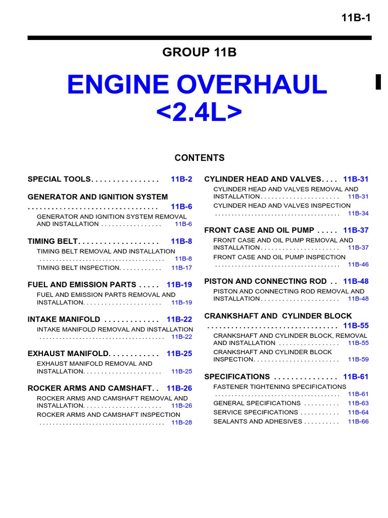 Engine Overhaul : Group 11B | PDF | Belt (Mechanical) | Screw