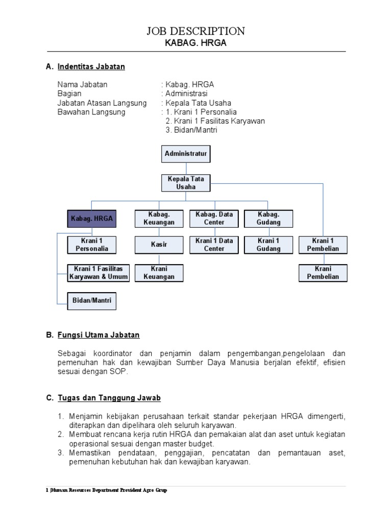 Job Desc Kabag. HRGA | PDF