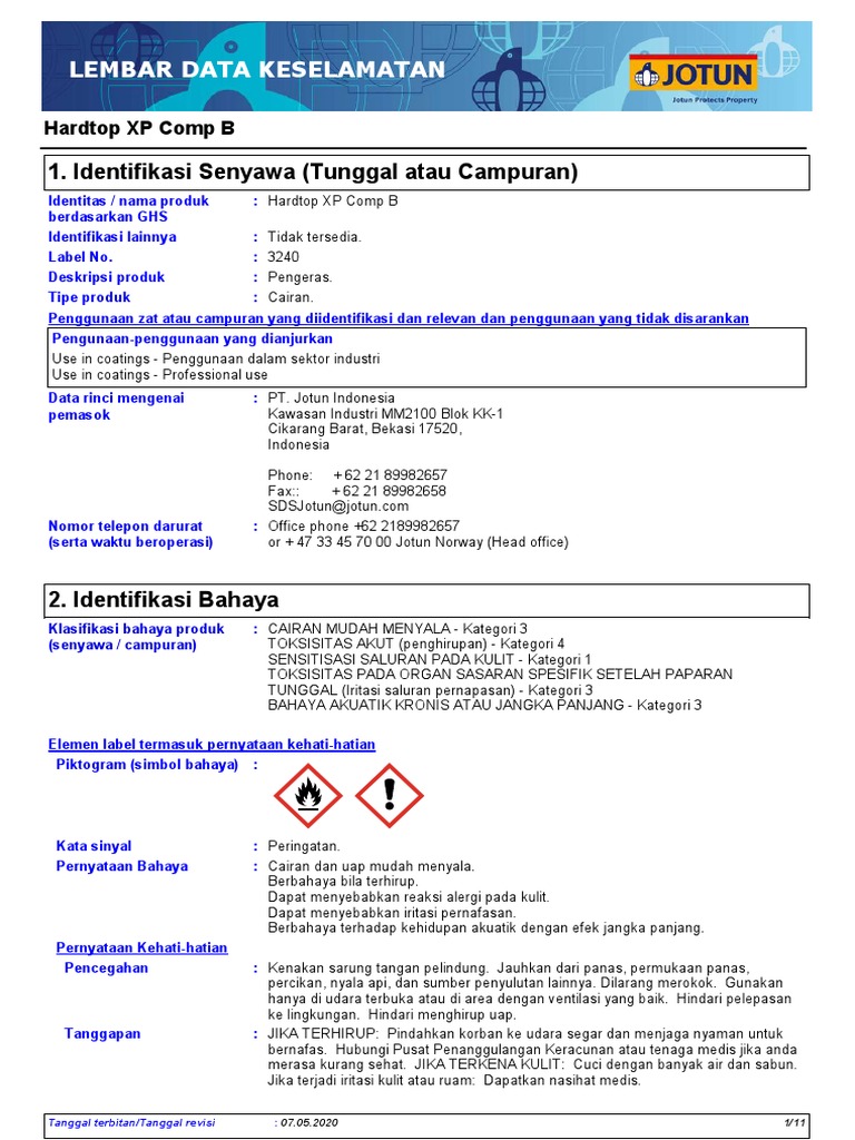 MSDS Hardtop XP Comp B 2020 | PDF