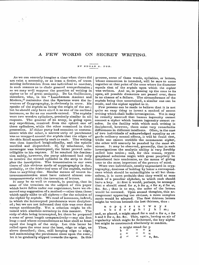 Few Words On Writing.: Secret | PDF | Cryptography