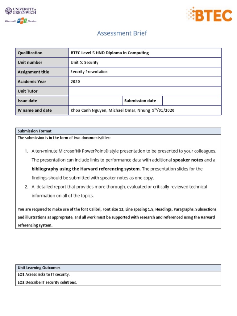 Unit 5 - Assignment 1 Brief | PDF | Computer Security | Security