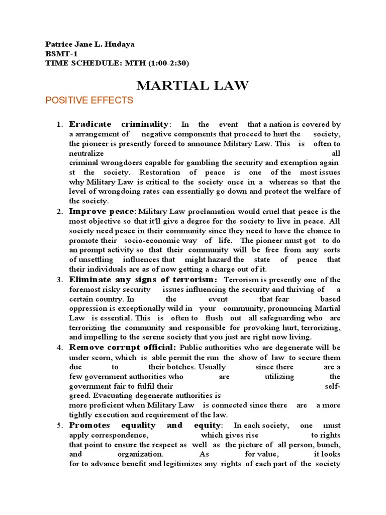 MARTIAL LAW (Positive&negative) | PDF | President Of The Philippines ...