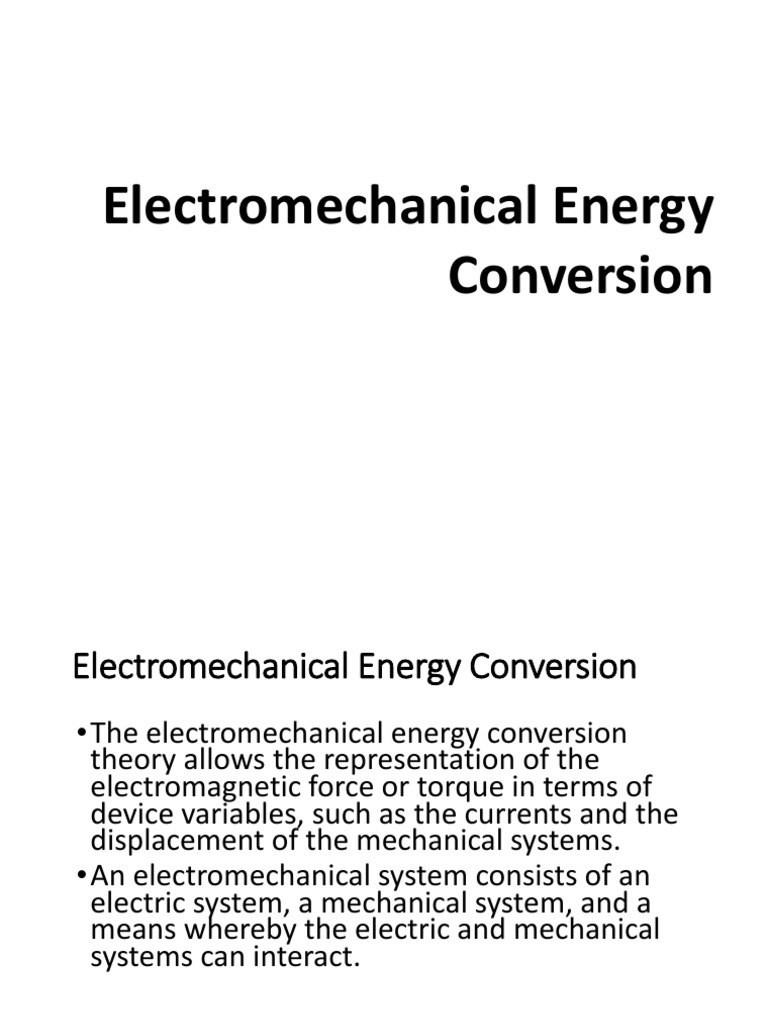 Electromechanical Energy Conversion Overview | PDF | Applied And ...