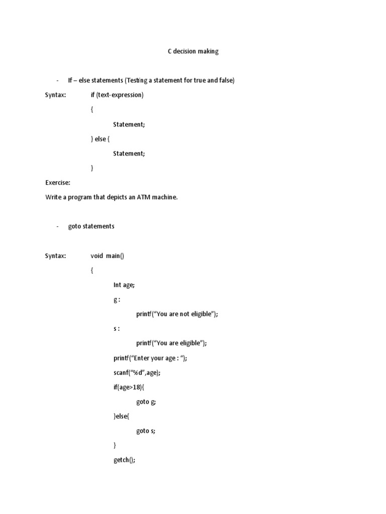 C Decision Making | PDF
