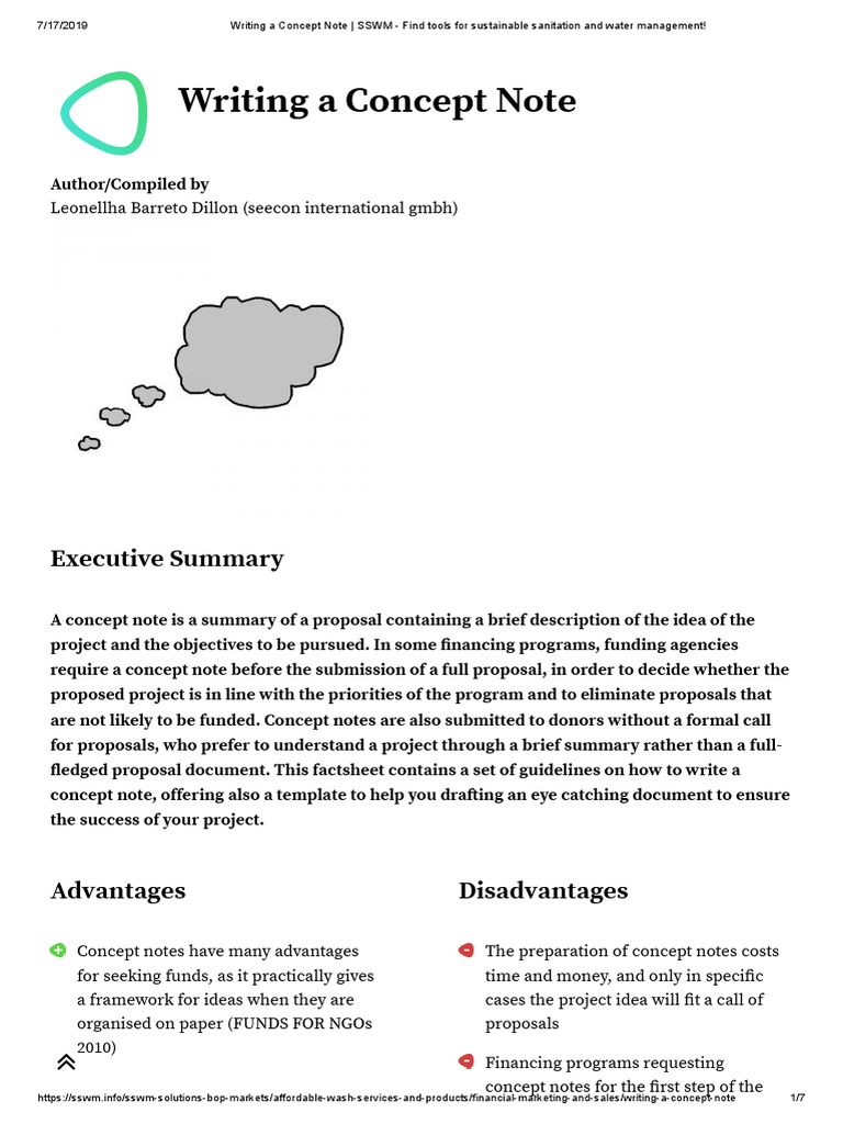 Writing A Concept Note - SSWM - Find Tools For Sustainable Sanitation ...