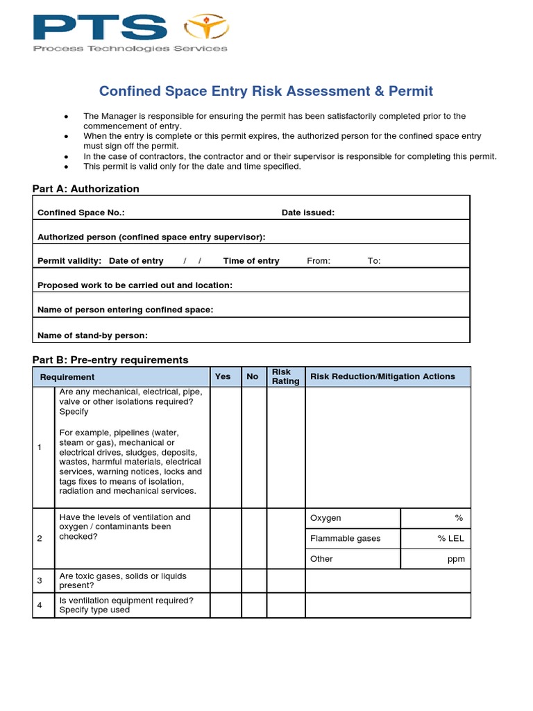 Confined Space Entry Risk Assessment | PDF | Business