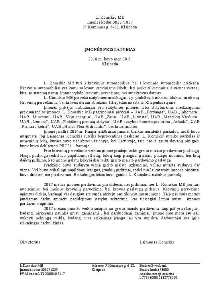 Imones Pristatymas | PDF