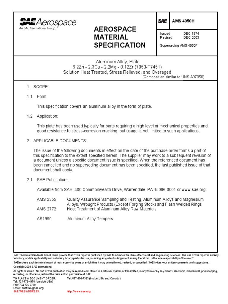 SAE - AMS 4050hv004 | PDF | Fatigue (Material) | Specification ...