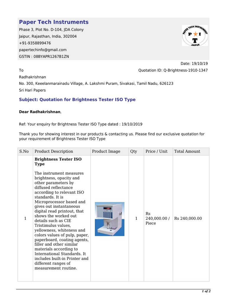 Brightness Tester Paper Tech | PDF | Paper | Electromagnetic Radiation