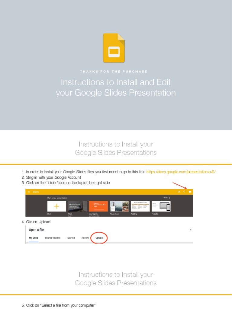 Instructions To Install and Edit Your Google Slides Presentation | PDF
