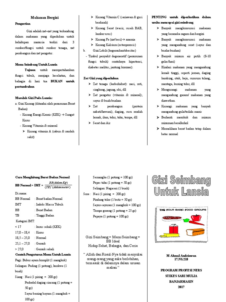 Menu Seimbang Gizi untuk Lansia | PDF