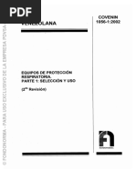 COVENIN 2237-1989 Ropa, Equipos y Dispositivos de Proteccion Personal (EPP) | PDF
