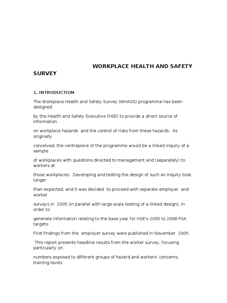 Workplace Health and Safety Survey | Download Free PDF | Occupational ...