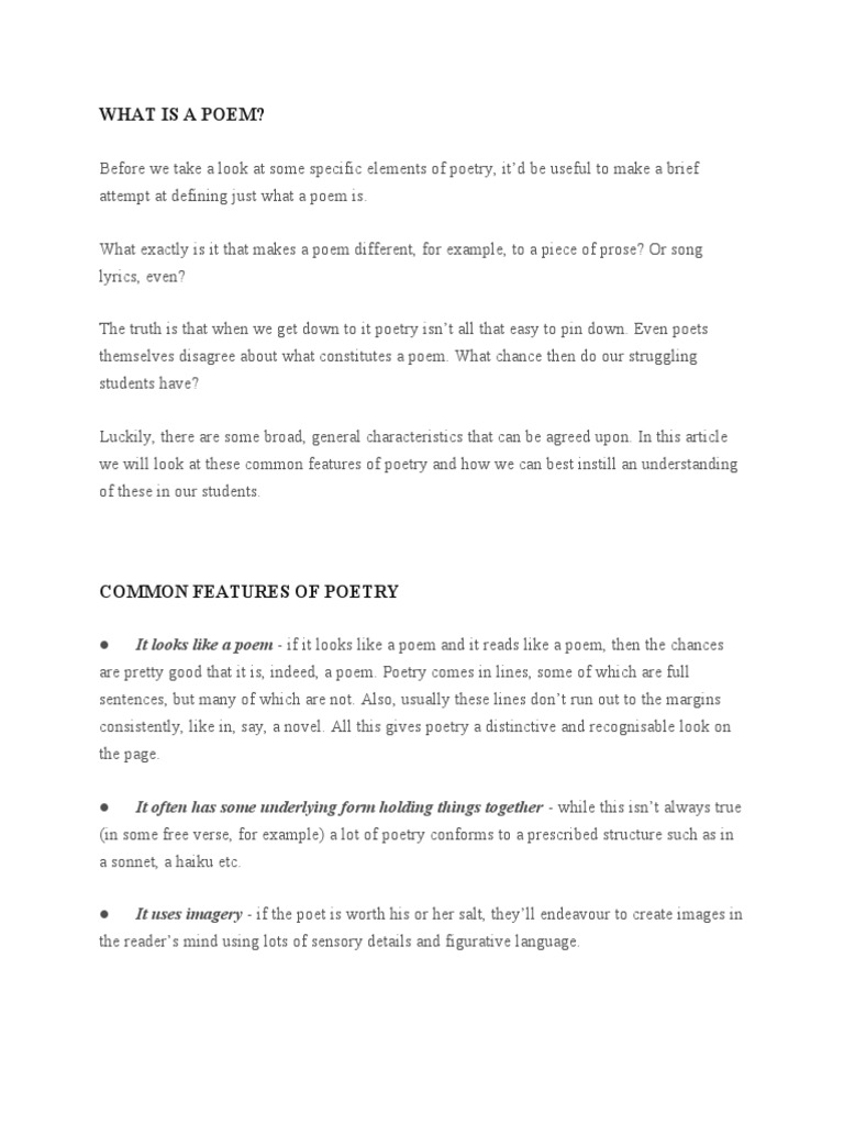 What Is A Poem | PDF | Poetry | Writing