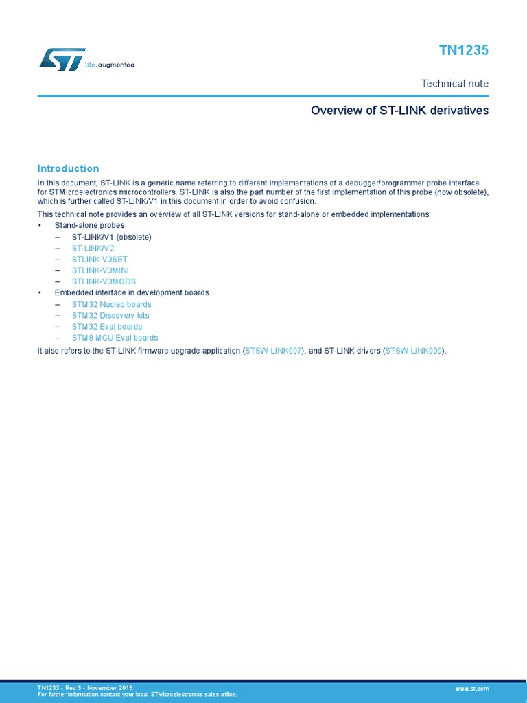 Overview of ST-LINK Derivatives: Technical Note | PDF | Usb | Arm ...