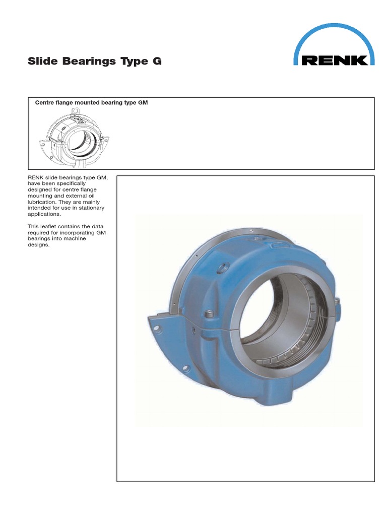 Renk Slide Bearings Type G | PDF | Bearing (Mechanical) | Lubricant