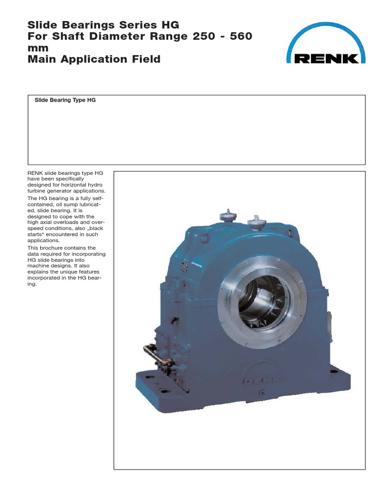 RENK HG Slide Bearings for Turbines | PDF | Bearing (Mechanical ...