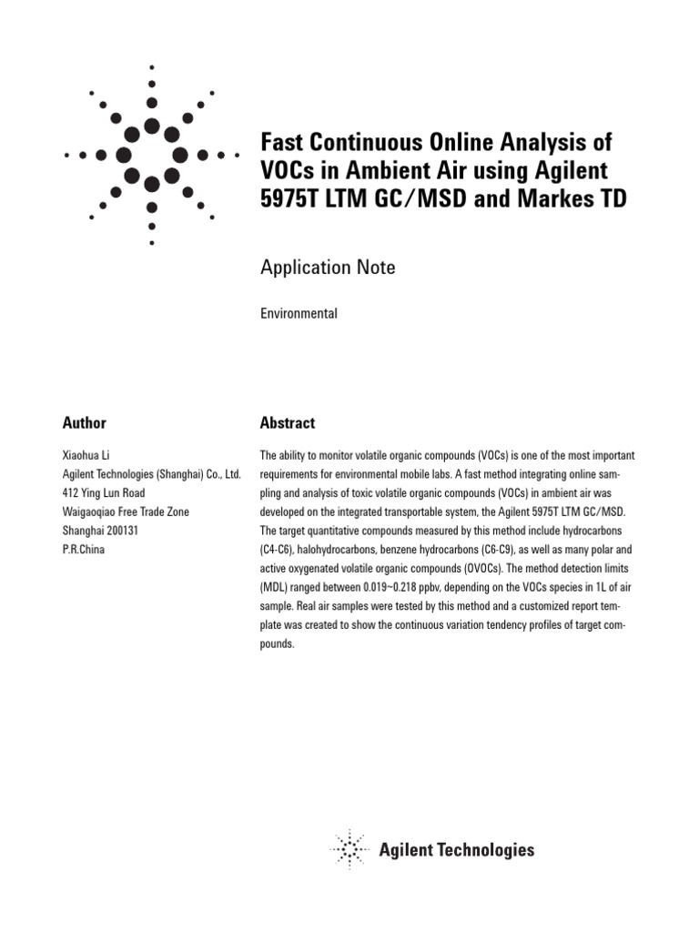 Agilent-Markes Application Note (Método Base) | PDF | Detection Limit ...