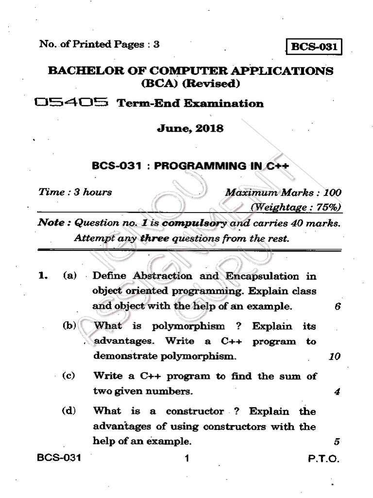 Time: 3 Hours Maximum Marks: 100 (Weightage: 75%) Note: Question No. 1 ...
