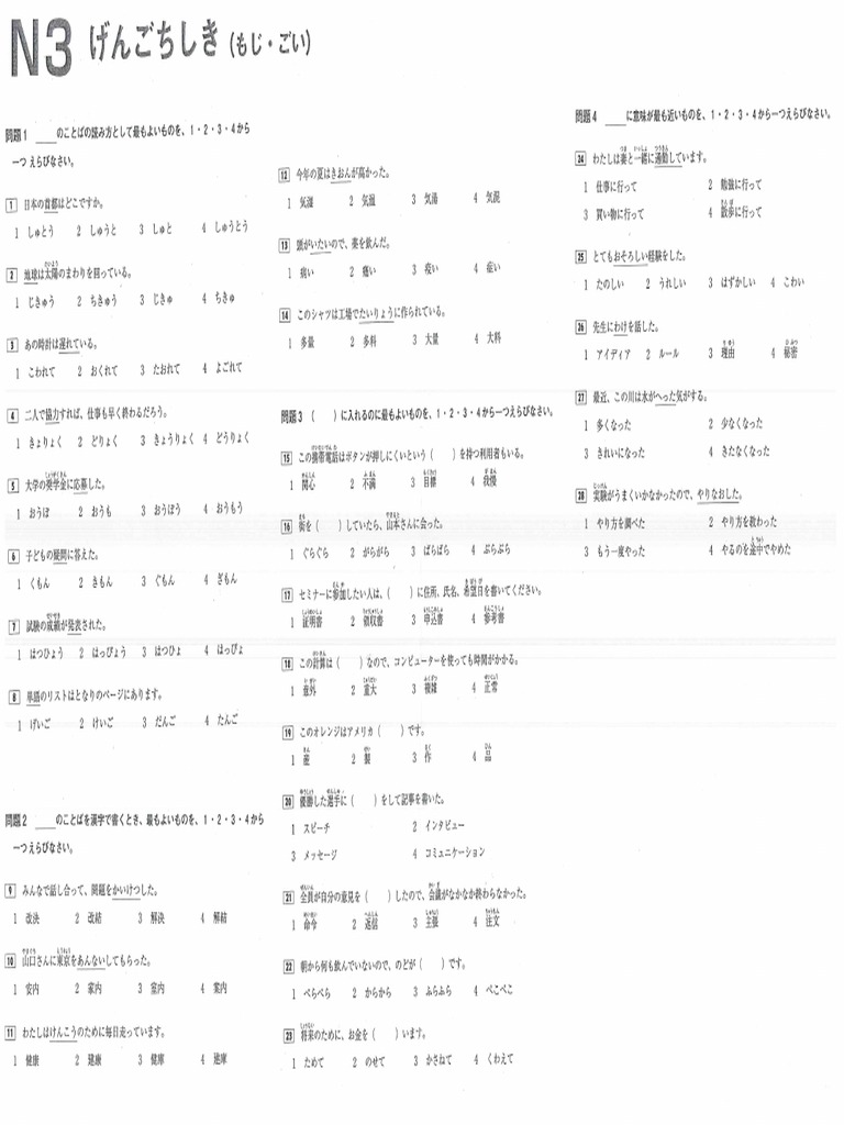 N3 言語知識（文字・語彙） | PDF