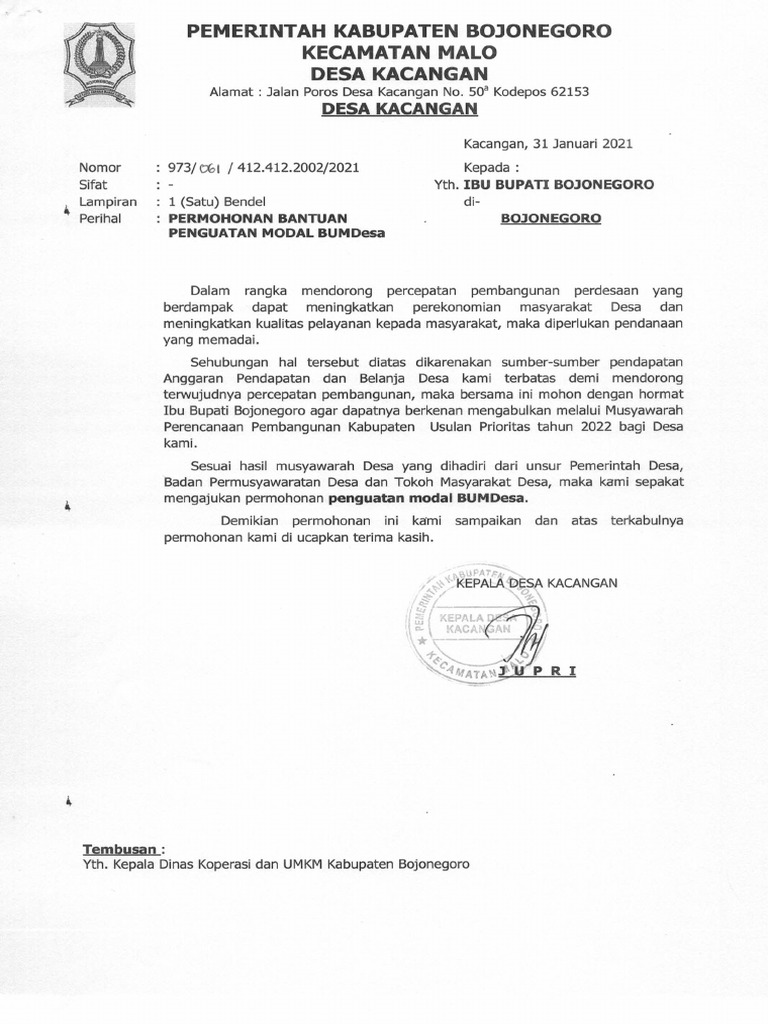 Proposal BUMDesa Terbaru | PDF