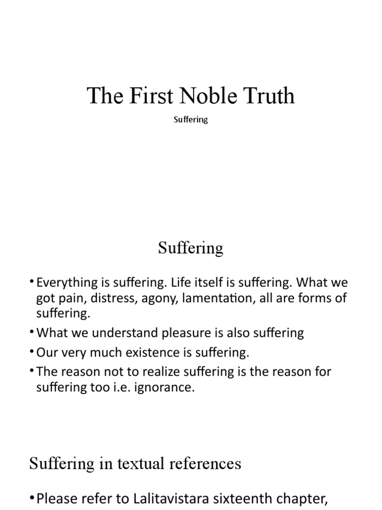The First Noble Truth: Suffering | PDF | Theism | Buddhist ...