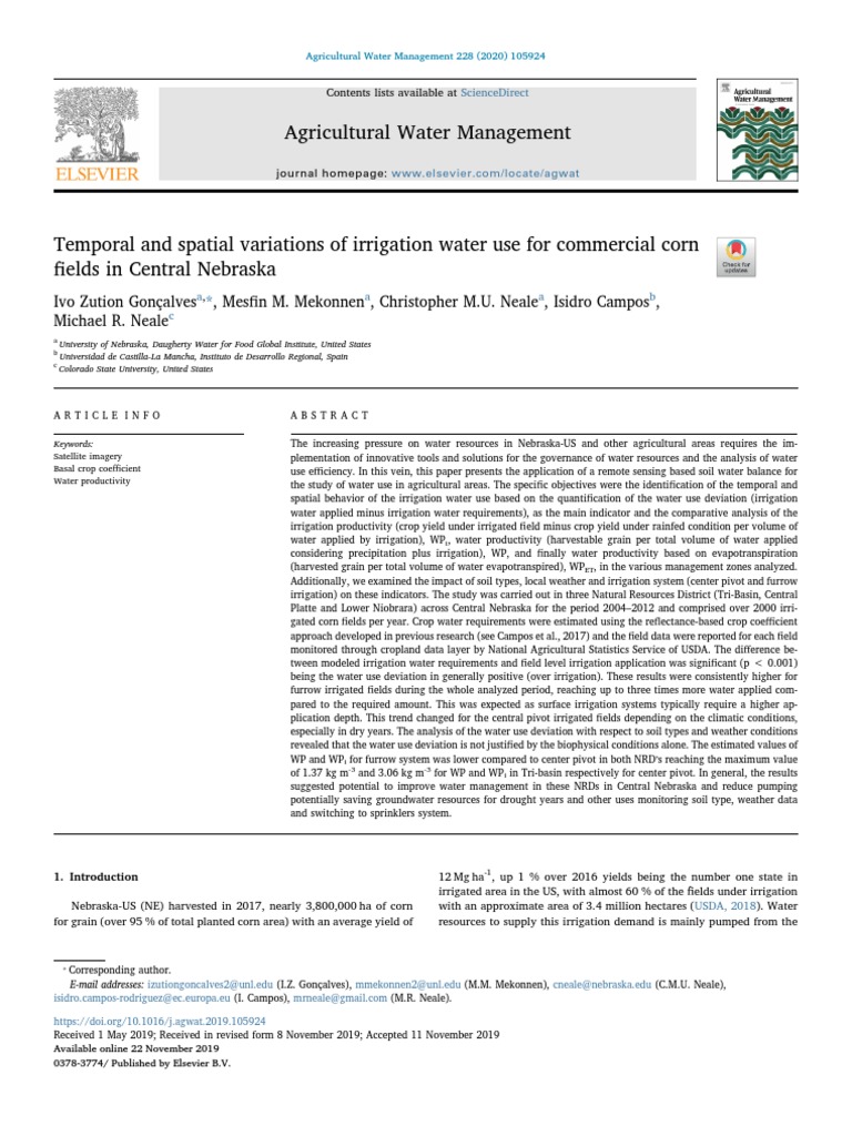 Agricultural Water Management: A A A B C | PDF | Evapotranspiration ...