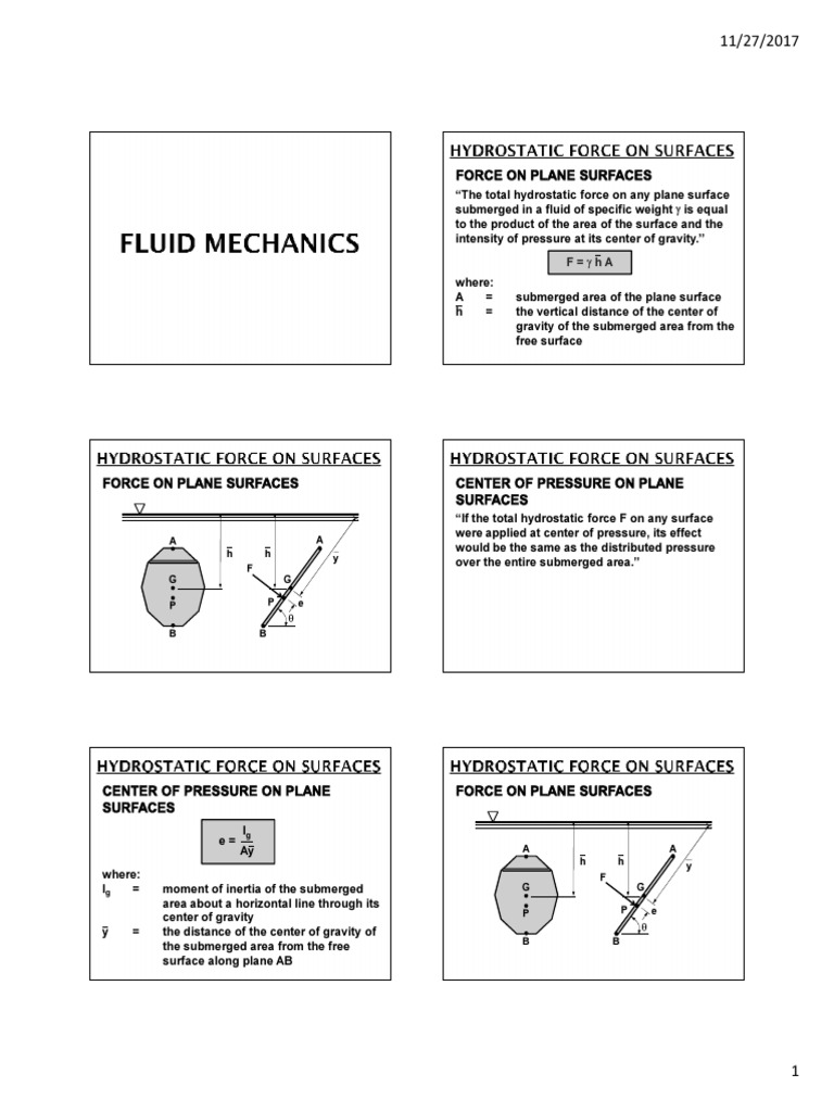 Hydrostatic Force Calculations | PDF | Fluid Mechanics | Pressure