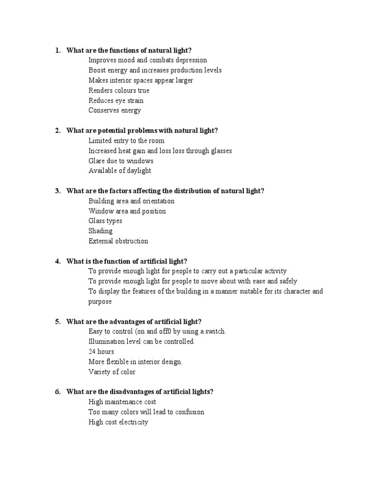Artificial and Natural Lighting | PDF