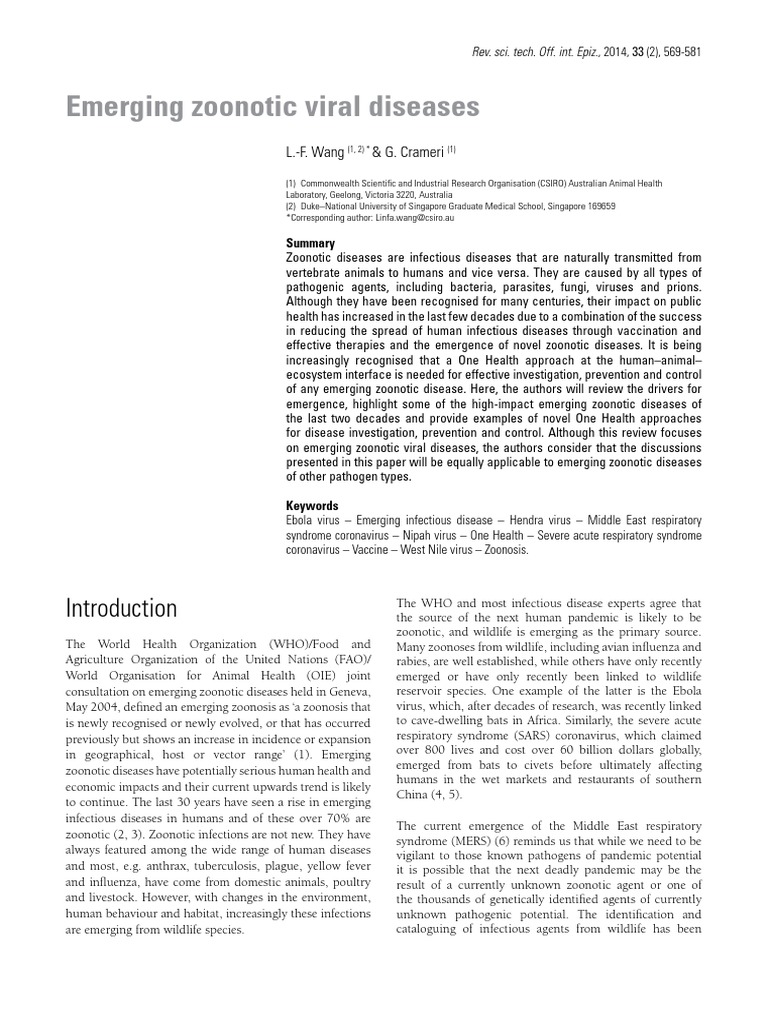Emerging Zoonotic Viral Diseases Overview | PDF | Infection | Virus