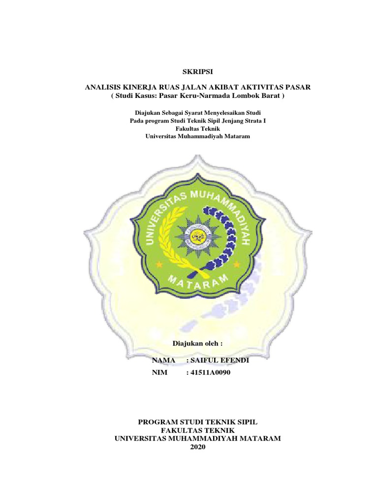 Analisis Kinerja Ruas Jalan Akibat Aktivitas Pasar | PDF