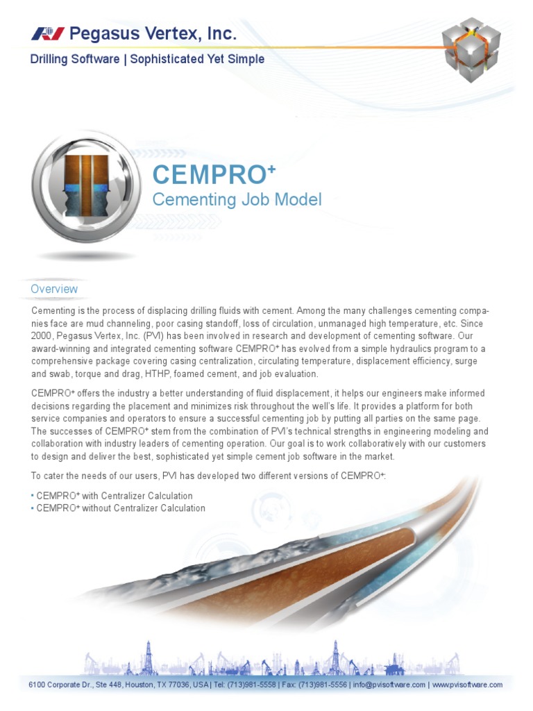 CEMPRO Plus-Cementing Job Model | PDF | Casing (Borehole) | Fluid Dynamics