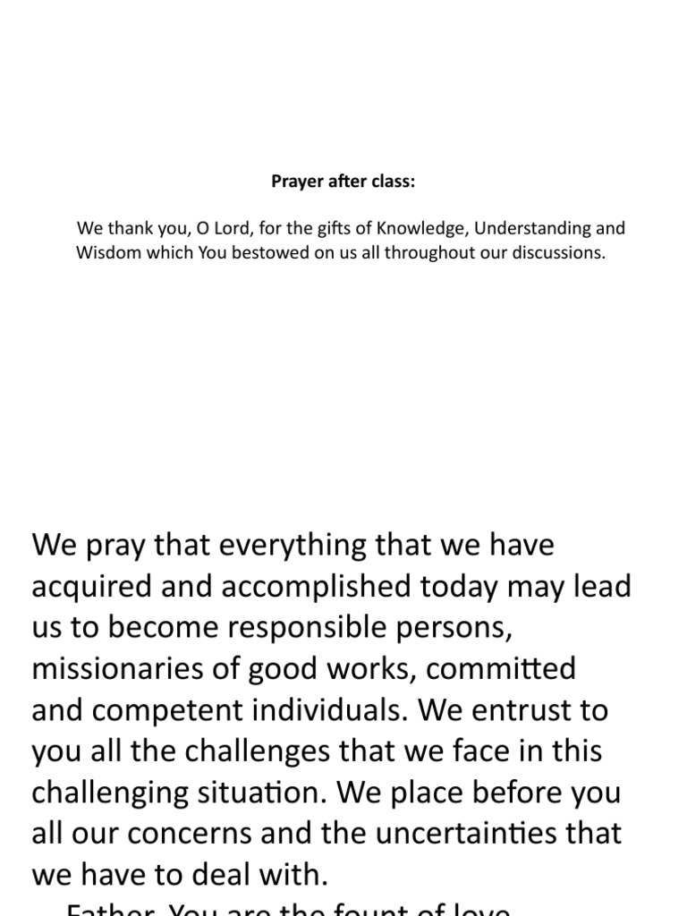 Prayer After Class | PDF