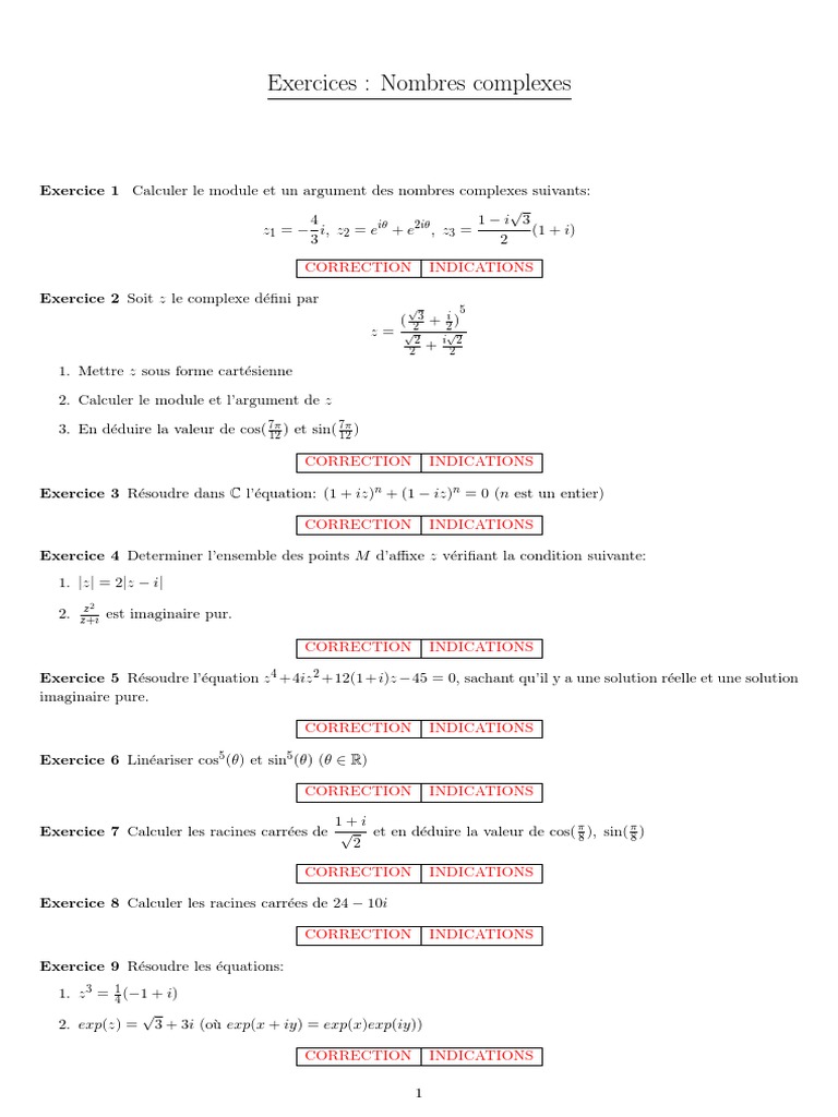 TD Nombre Complexe 3 | PDF | Nombre complexe | Structure algébrique