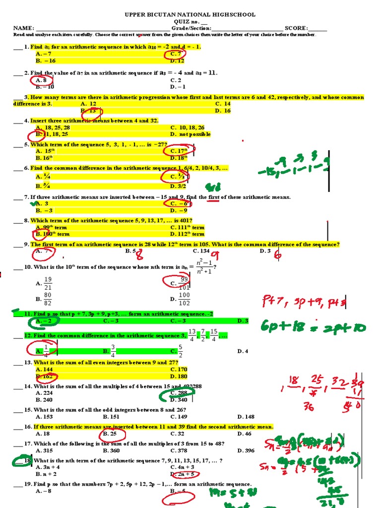 Arithmetic Quiz | PDF | Mathematical Objects | Number Theory