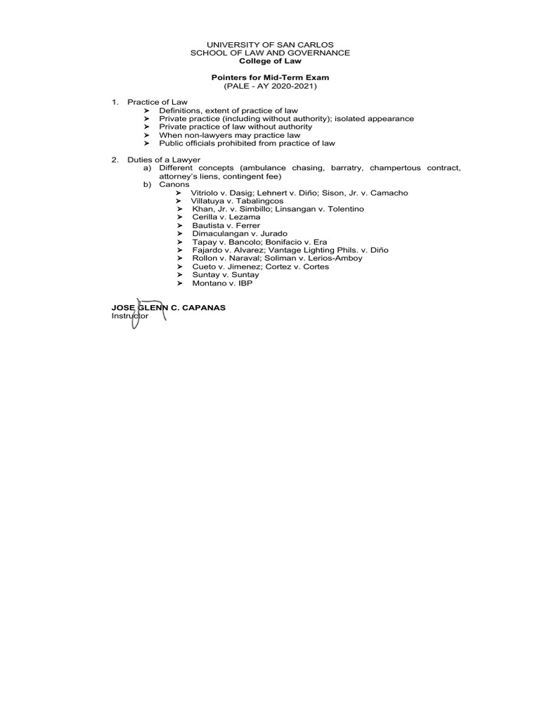 PALE Pointers For Mid Term Exam | PDF