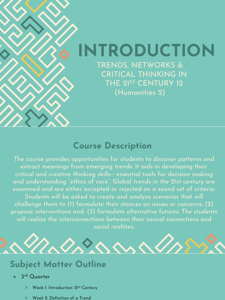 Introduction To Trends, Networks & Critical Thinking | PDF | Critical ...