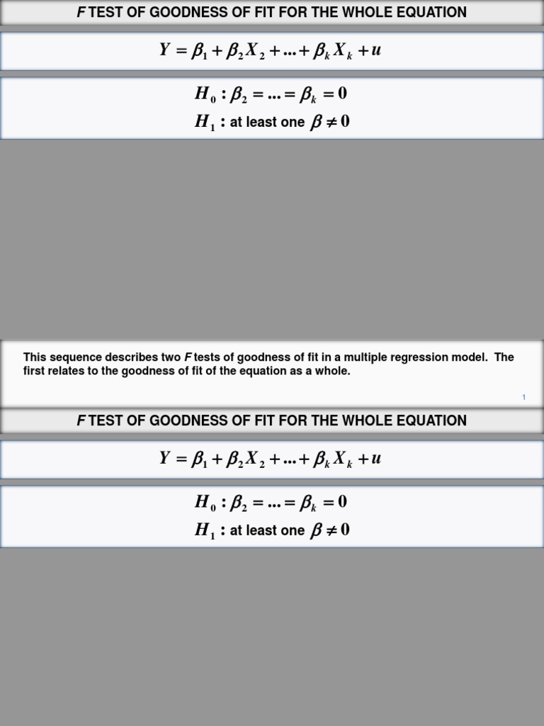 F Test of Goodness of Fit For The Whole Equation | PDF | F Test ...