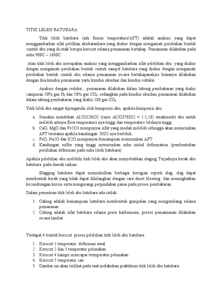 Analisis Titik Leleh Abu Batubara | PDF