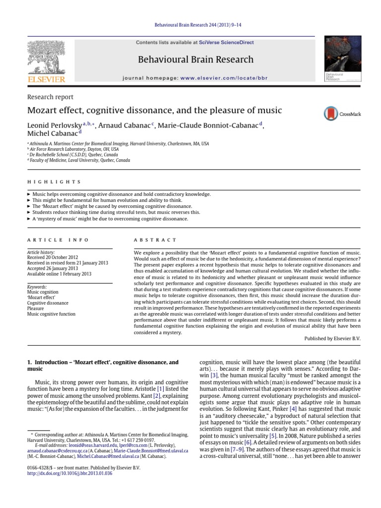 Behavioural Brain Research: Leonid Perlovsky, Arnaud Cabanac, Marie-Claude Bonniot-Cabanac ...