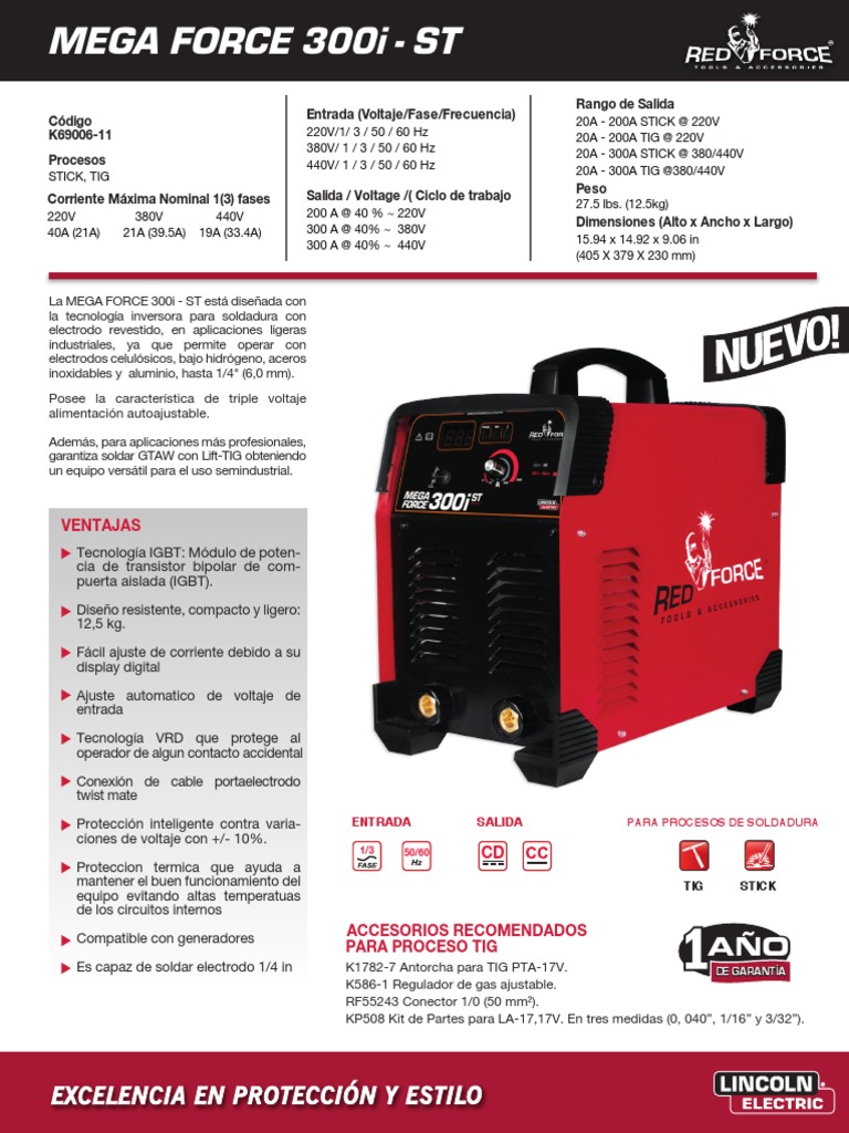 Ficha Tecnica Equipo de Soldadura Lincoln Megaforce30i | PDF | Soldadura | Construcción