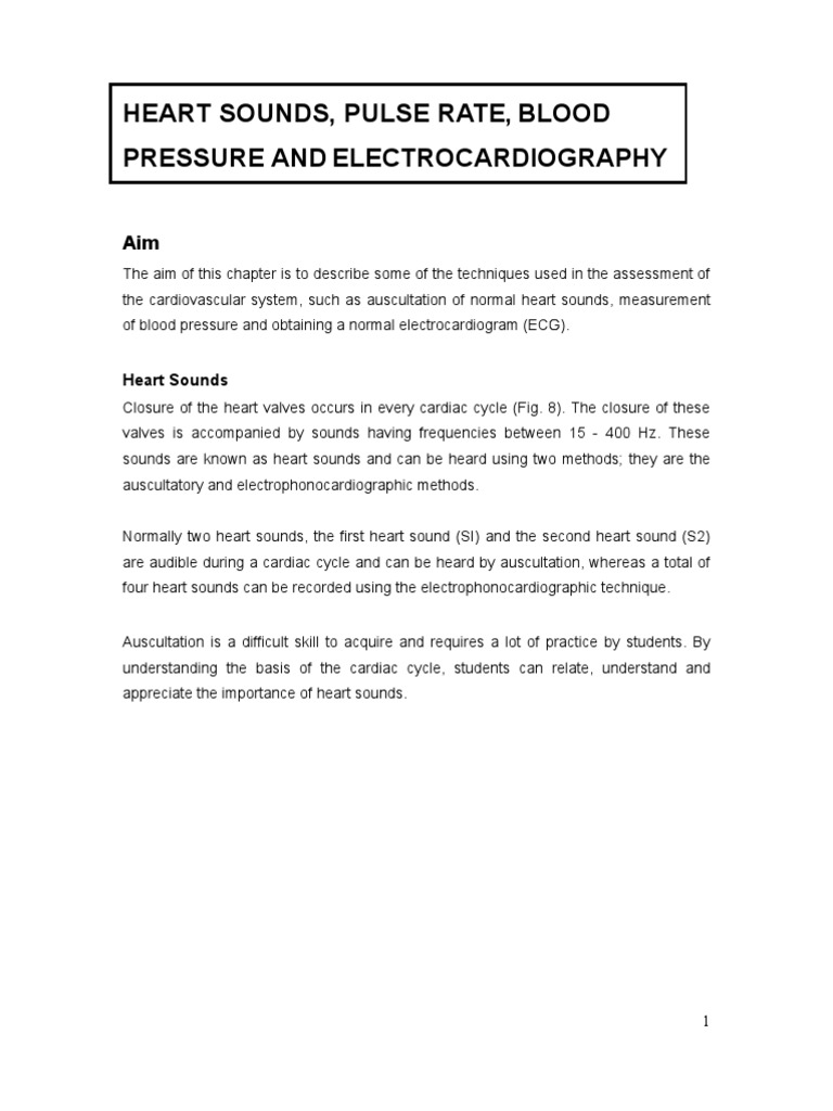Heart Sounds, Pulse Rate, Blood | PDF | Electrocardiography | Pulse