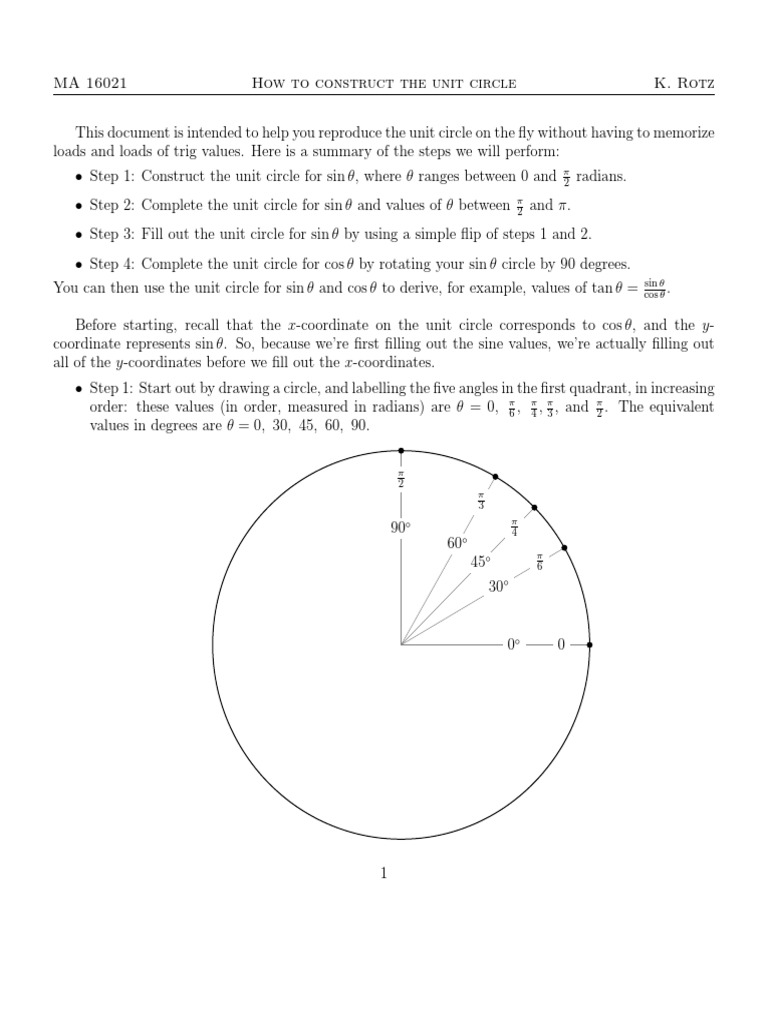 Unit Circle | PDF | Sine | Trigonometric Functions
